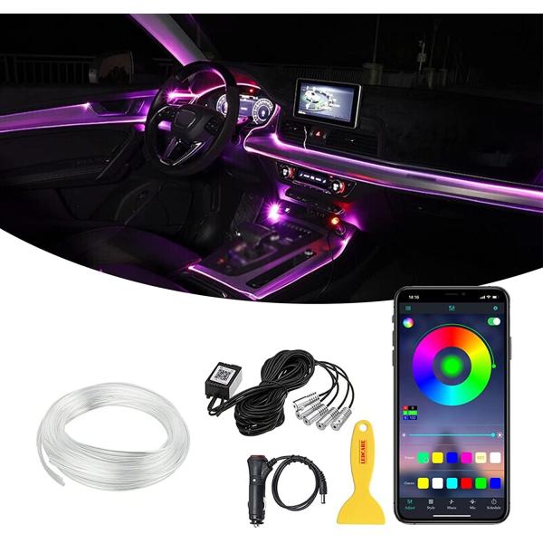 商品名Ajxn Pack-1 Car LED Strip Lights, RGB Car Interior Lights, 16 Million Colors 6 in 1 with 236 Inches Fiber Optic, Wire...