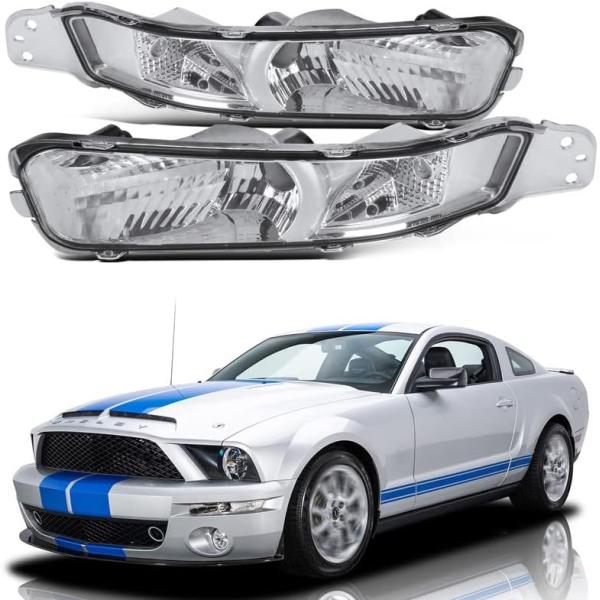 商品名ウィンカーライト 2005 2006 2007 2008 2009 マスタングバンパーライト 駐車信号ランプ クリアレンズ Crhome クリスタルハウジング 電球なしTurn Signal Lights Compatible wit...