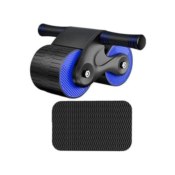 商品名自動リバウンド腹筋ホイール 2023 スプリングバックホイールローラー 国内腹筋エクササイザー 腹筋ローラーホイールエクササイズ器具 ニーマット付き 初心者コアワークアウト用 (ブルー)Automatic Rebound Abdomi...