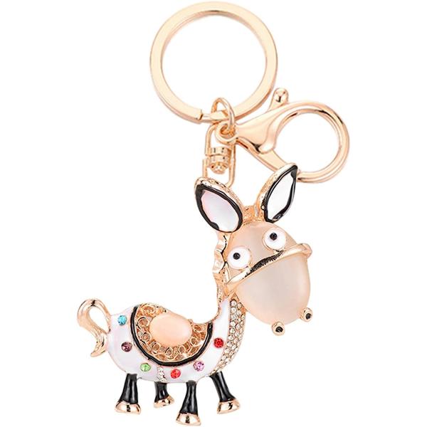 商品名2023 New Cats Eye Encrusted Cute Donkey Keychain Car Accessories Keychain Key Pendant Small Bangle Key (White, One Si...