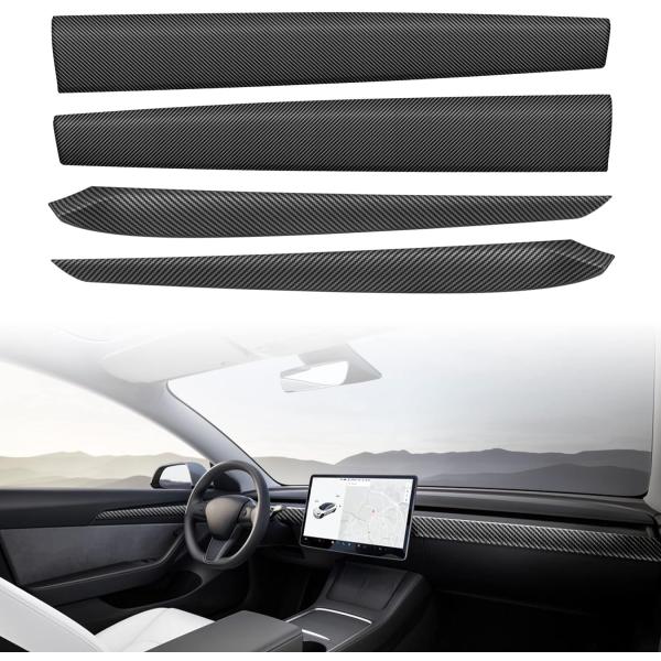 商品名TEMSONE マットカーボンファイバーパターン ABS素材 ダッシュボードカバー ダッシュラップ&amp;インナーフロントドアカバー インテリアデコレーション ラップキット Tesla Model 3 Model Y 2021 20...