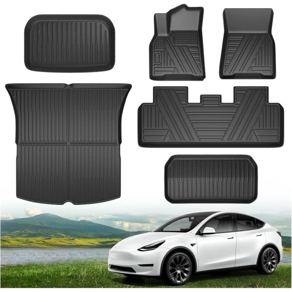 商品名Floor Mats for Tesla Model Y Accessories - 6PCS 2020-2023 Model Y All Weather Floor Mats, Waterproof Anti-Slip TPE He...