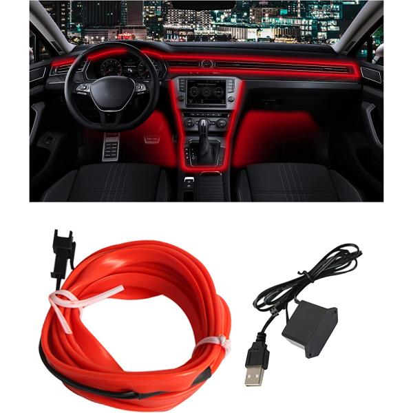 商品名AOCISKA 16FT USB El Wire,LED Strip Under Dash Lighting Kit,Car Interior Neon Rope Strip Lights with Sewing Edge,Elect...