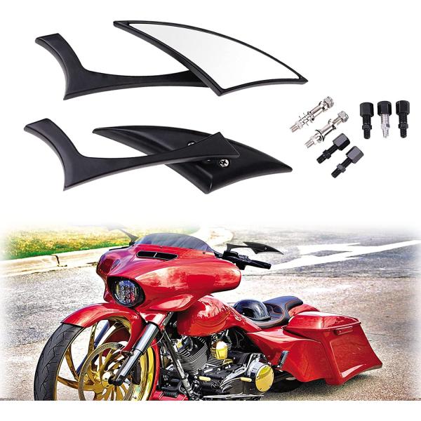 商品名SPAUTO Blade Motorcycle Rear View Mirrors for Harley Street Bike Scooter Chopper Cruiser Sportster Dyna Softail Dirt ...
