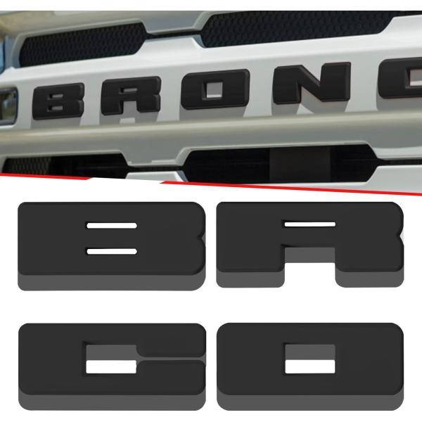 商品名Rejilla Outlines - Superposiciones de letras compatibles con Bronco 2/4 puertas 2021 2022   Cubierta protectora de es...