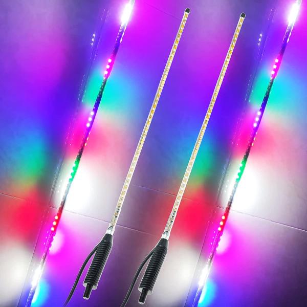 商品名HAISECA 2Pcs LED Whip Lights,2.4FT RGB 270° Auto Light LED Whip Light for ATV UTV RZR Off-Road Truck Boat Can-am,DC12...