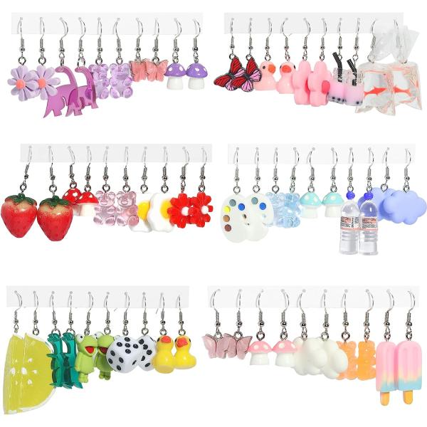 商品名楽しいイヤリング 奇妙なイヤリング 美しいイヤリング 奇妙なかわいいイヤリング 面白いイヤリング 女性用, 樹脂, 宝石なし30 Pairs Fun Earrings Weird Earrings Aesthetic Earrings...