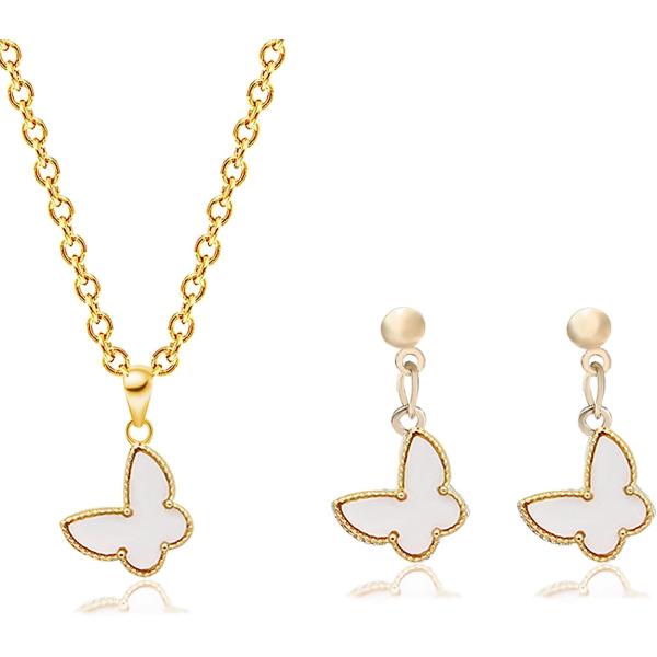 商品名Eddie Munson ハート バタフライ ネックレス イヤリング セット ファッション 合金 ハート バタフライ ペンダント ジュエリー アクセサリー レディース ガールズ ギフト, 金属, 宝石なしEddie Munson 2P...