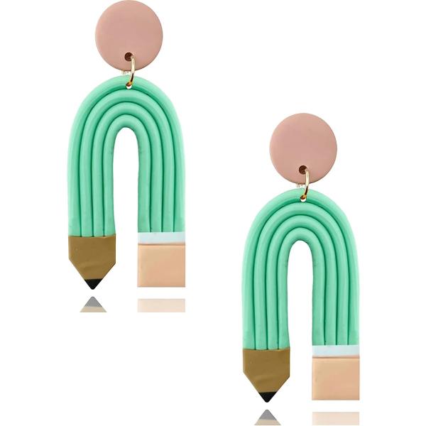 商品名INENIMARTJ Pencil Earrings for Teachers, Teacher Dangle Earrings for Women, Handmade Polymer Clay Pencil Earrings for...