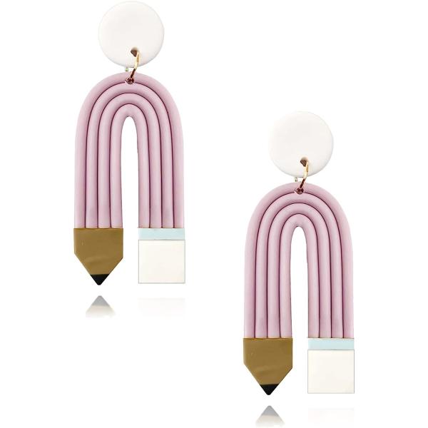 商品名INENIMARTJ Pencil Earrings for Teachers, Teacher Dangle Earrings for Women, Handmade Polymer Clay Pencil Earrings for...