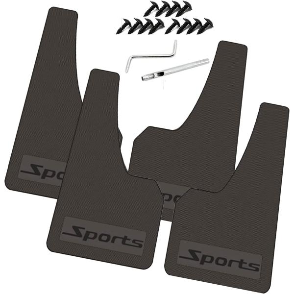 商品名QUYDDC 標準サイズ ユニバーサルソフト接着剤 高耐久 スプラッシュガード 泥よけフェンダー - 汚れ/スラッシュ保護 フロント/リアタイヤ4本 SUVMPV対応 (フルサイズSUVには適合しません) ブラック + ロゴスポーツQ...