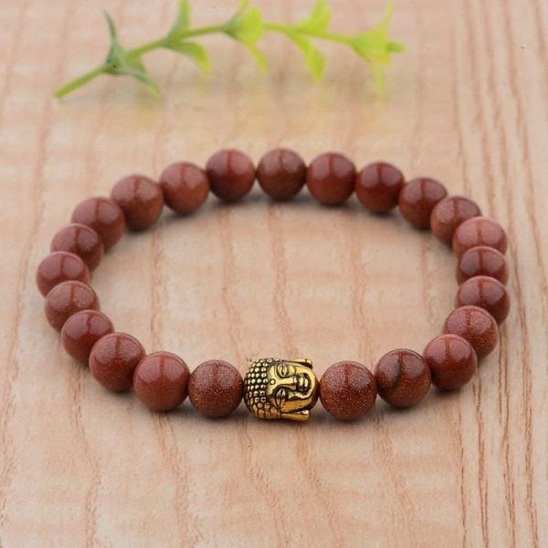 商品名NOOLAR Fashion Decor Bracelets,Fashion Decoration Bracelets 7 Golden Sandstone Beads Elastic Bangle Jewelry Birthston...