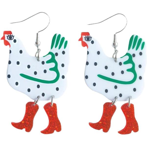商品名Acrylic Boot Big Chicken Earrings Funny Colorful Boots Chicken Rooster Dangle Earrings Cock Drop Hen Chicken Earrings...