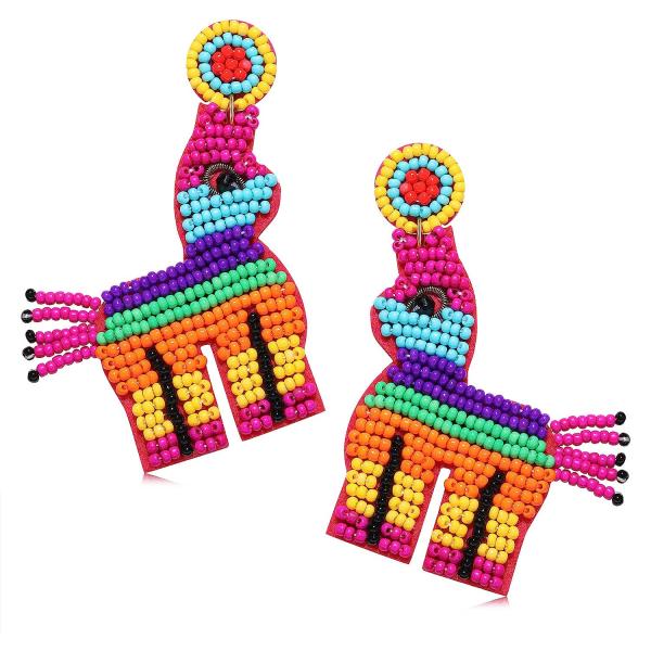 商品名Cinco De Mayo Earrings for Women Colorful Beaded Pi ata Maraca Fiesta Earrings Mexican Themed Party Earrings Accessor...