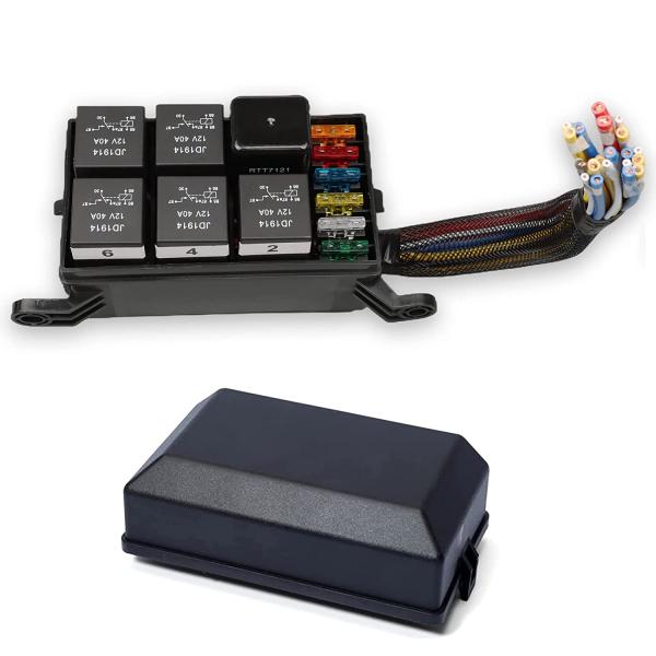 商品名12Vヒューズとリレーボックス ユニバーサル防水ヒューズリレーボックス 自動車配線済み リレーパネル ATC/ATOブレードヒューズ ターミナル 配線済みハーネス 自動車/トラック/マリンボート用12V Fuses and Relay...