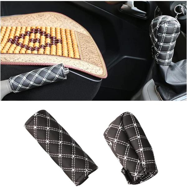 商品名AUCELI 2 Pcs Set Car Handbrake Shift Gear Knob Cover, Leather Breathable Soft Handbreak Protect No-Slip Sleeve, Case ...