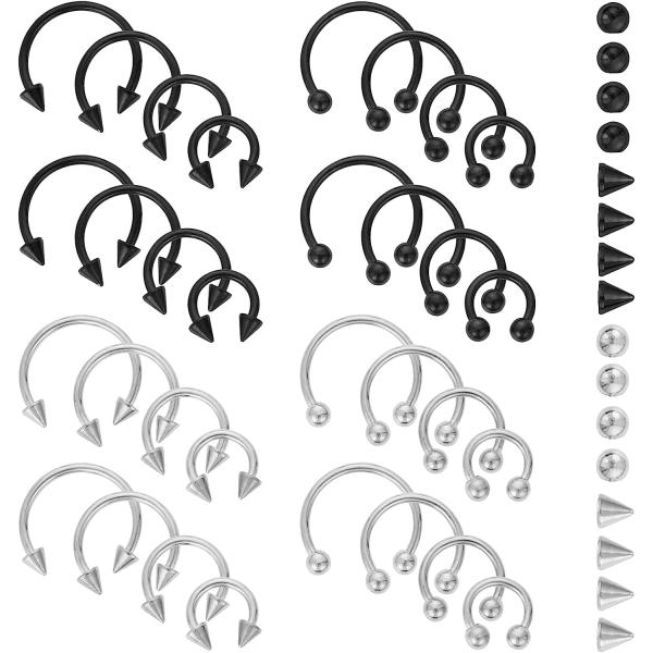 商品名Yolev 32Pcs 16G Septum Nose Rings Stainless Steel Horseshoe Piercing Jewelry Surgical Steel Nose Septum Horseshoe Hoo...