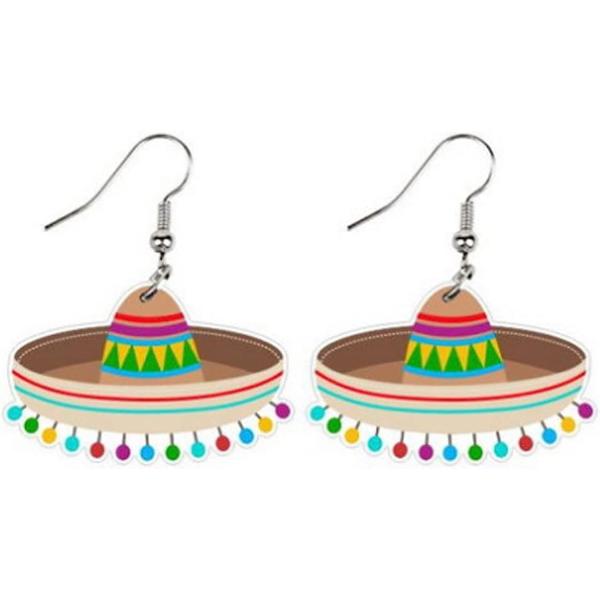 商品名Cinco de Mayo Earrings for Women Girls Sombrero Chili Pepper Drop Dangle Earrings Statement Funny Fiesta Hat Earrings...
