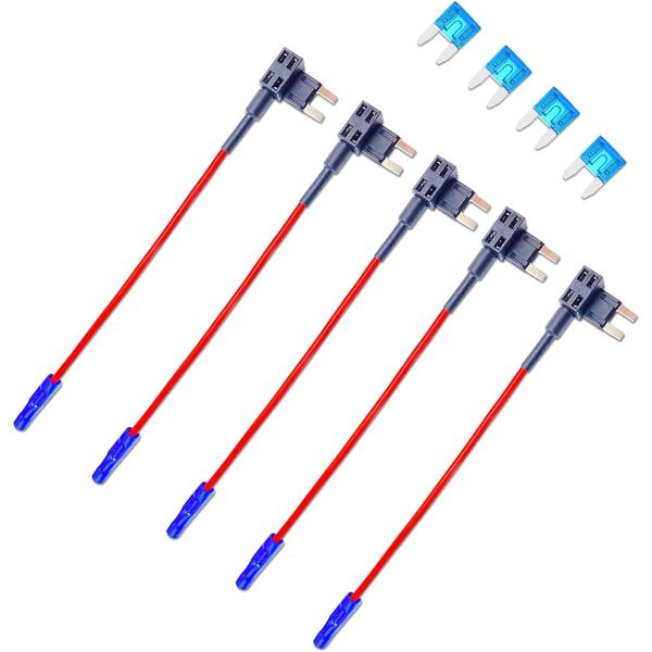 商品名Jawmoy 車用ヒューズアダプター 5個パック 12V 車用回路追加ヒューズ 銅製 ミニ自動車ヒューズコネクター ほとんどの車 トラック ボート用 (ブラック)Jawmoy Pack-5 Car Fuse Adapter, 12V ...