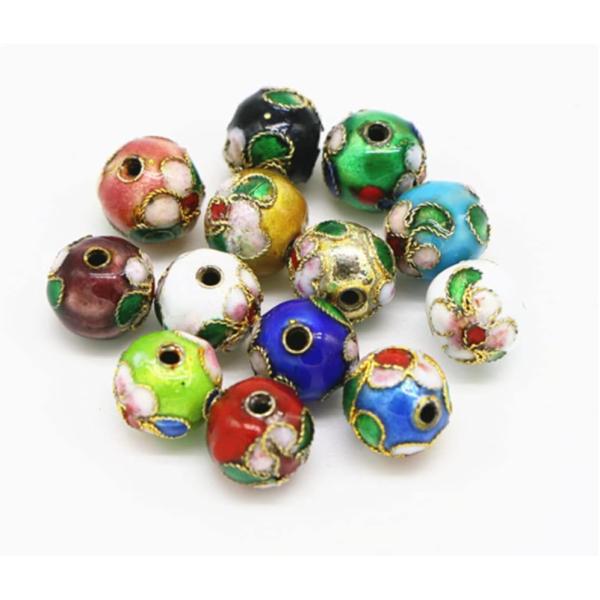 商品名100pcs 12mm Mix Colour Cloisonne Copper Filigree Beads Necklace Bracelet Accessoriesブランド：Generic商品サイズ：12商品番号：bead色：mi...