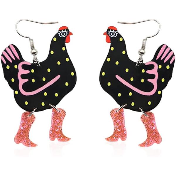 商品名Acrylic Boot Big Chicken Earrings,Funny Colorful Boots Chicken Drop Dangle Earrings,Cock Hen Foot Chicken Earrings fo...