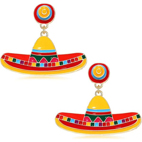 商品名Cinco De Mayo Earrings for Women Fiesta Earrings Enamel Sombrero Earrings Cactus Hat Drop Earrings Chilli Sombrero Da...