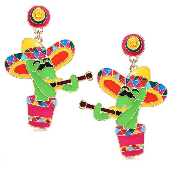 商品名Cinco De Mayoイヤリング レディース フィエスタイヤリング エナメルソンブレロイヤリング サボテンハット ドロップイヤリング チリソンブレロ ダングルイヤリング メキシカンフィエスタイヤリング メキシカンホリデージュエリー...