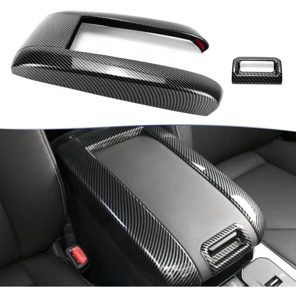 商品名LIHAIPAI アームレストボックストリムカバー+アームレストボックス ボタンスイッチカバー トヨタハイランダー 2020 2021 2022 2023対応 ABSセンターコンソールプロテクター インテリア装飾アクセサリー (カーボ...