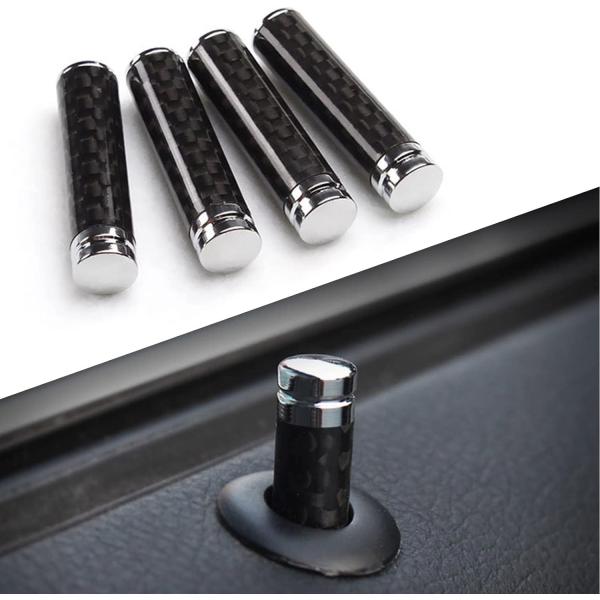 商品名TimNas 車用ドアロックノブ カーボンファイバー製 車内ドアロックプルピン ユニバーサルオートドアロックピンカバー カーアクセサリー 車 SUV トラック用 ブラック 4個パックTimNas 4 Pack Car Door Loc...