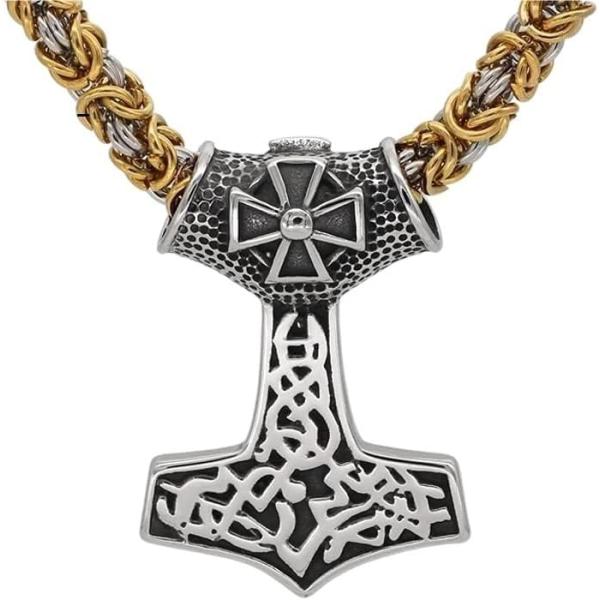 商品名WITHWE Viking Men Necklace Pendant Nordic Jewelry for Men Pretty Thors Hammer Pendants Norse Gifts Stainless Steel Ch...