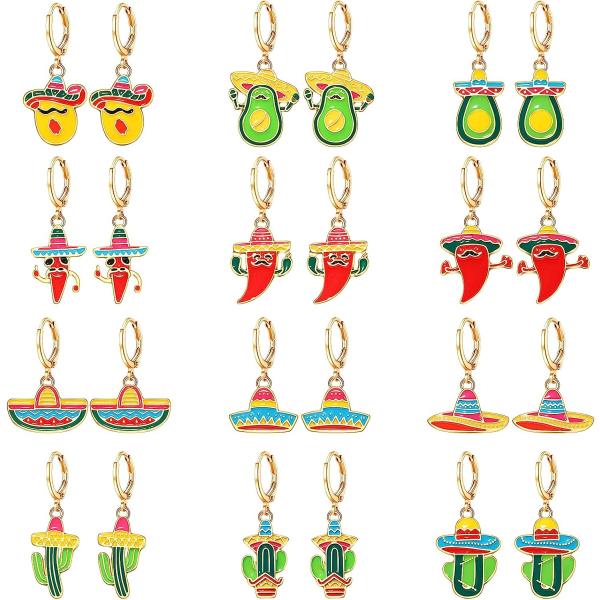 商品名9/12ペア Cinco De Mayo イヤリング エナメル カラフル メキシコテーマ パーティーイヤリング ピニャータ ソンブレロ ドロップ ダングルイヤリング レディース ガールズ メキシコ ファイナルフィエスタイヤリング ジュ...