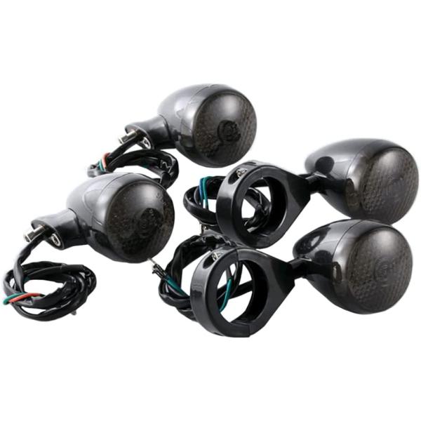 商品名Riloer 4Pcs Motorcycle Front Rear Fork Clamp LED Turn Signal Lights Compatible with Harley Davidson and Black Housing...