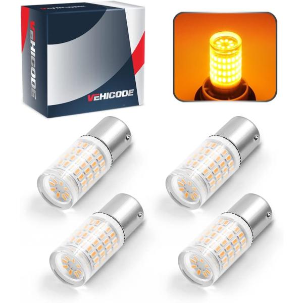 商品名VEHICODE 1156 7506 P21W LED Bulb Amber Yellow Turn Signal Light BA15S Bayonet 1141 1073 1156A 1156NA 1295NA 12V-24V S...