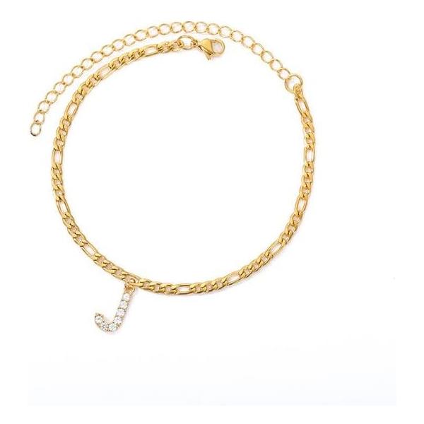商品名Flexia Initials Ankle Bracelet Gold Color Zircon Letter Anklet Barefoot Beach Accessories On The Leg For Women Jewelr...