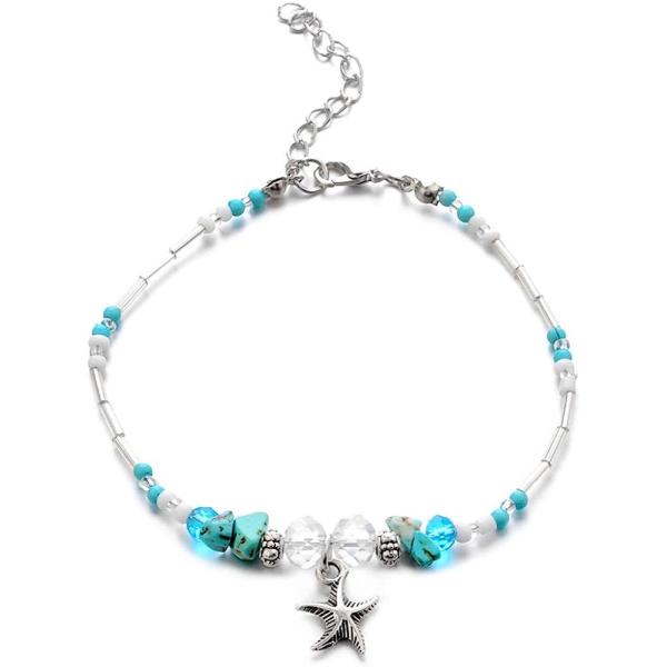 商品名Anklet Bracelet Foot Accessories Chain Beach Jewelry Bead Bohemian Style Adjustable Women Girls, Turquoise Dexterous ...