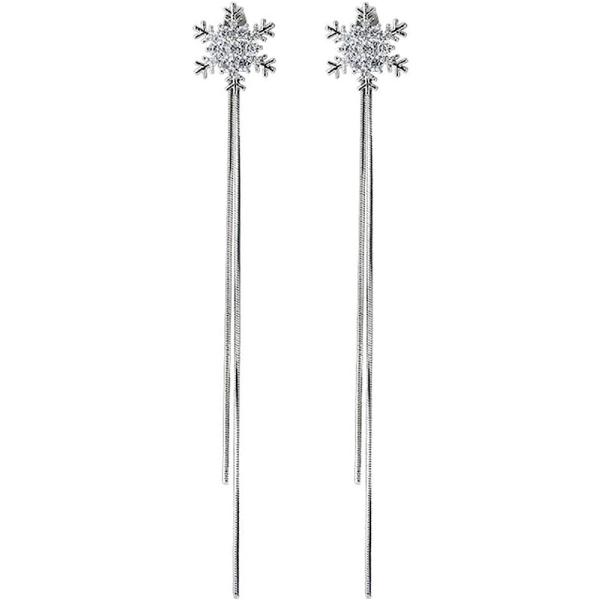 商品名Fashion Jewelry Women Fashion Long Tassel Silver Jewelry Earrings Pendant Snowflake Ear Stud Accessories Dexterous an...