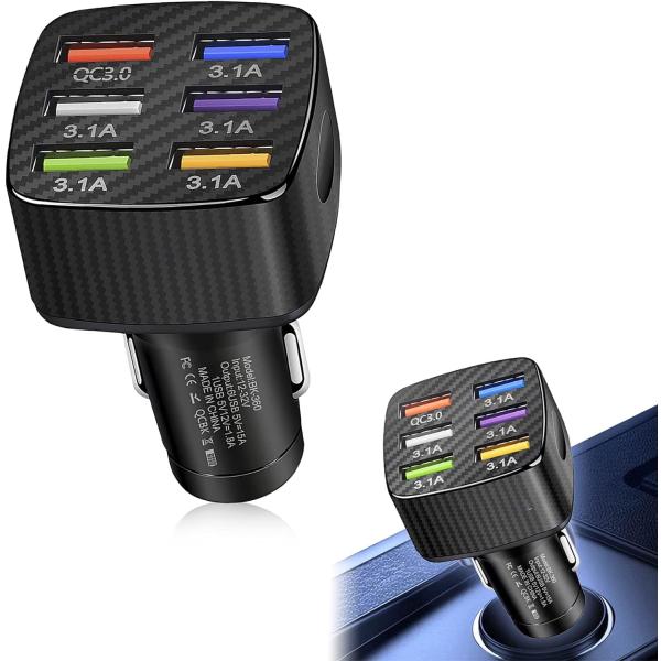 商品名Ajxn Pack-1 車用充電器アダプター 6USBマルチポート高速充電器 QC3.0 USB高速充電器 ほとんどの携帯電話に対応 iPhone Samsung Galaxy Note S10/S9/S8 (ブラック)Ajxn Pa...