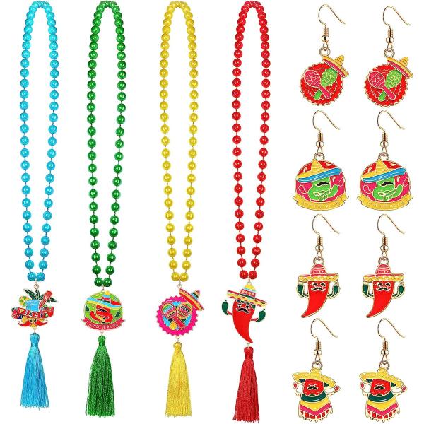 商品名MOLOCH Cinco De Mayo Necklace Earrings for Women,Beaded Mexican Fiesta Jewelry Set Sombrero Pendant Choker Collar Nec...