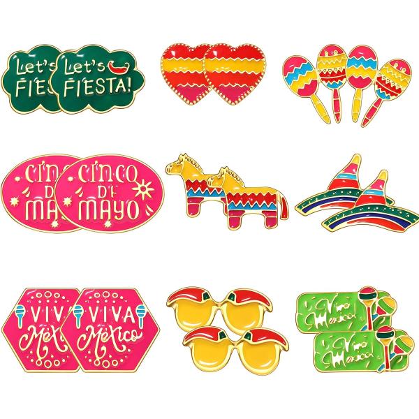商品名Cinco De Mayoイヤリング レディース メキシカンフィエスタイヤリング ピニャータスタッドピアス グリッターマラカスイヤリング ソンブレロイヤリング メキシカンパーティージュエリーギフト 女性/女の子向け 9組, 亜鉛, 知...