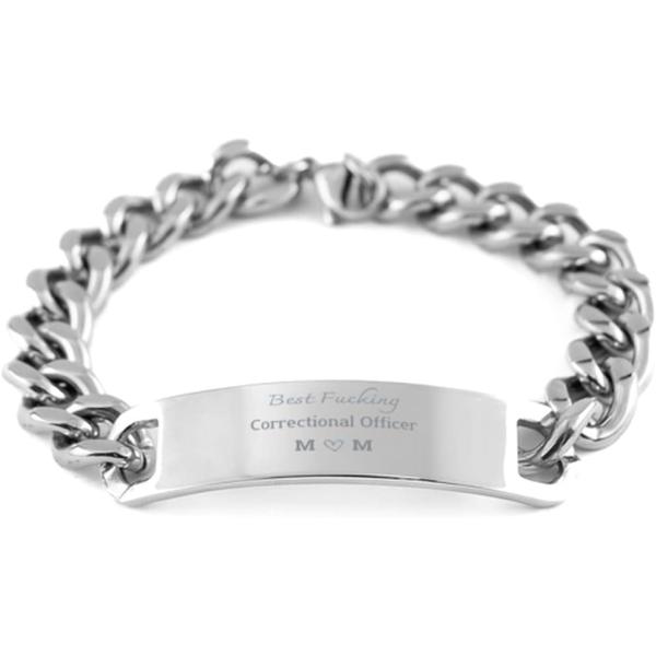 商品名Best Fxcking Correctional Officer Mom Stainless Steel Bracelet for Mom Gifts from Daughters Sons, Birthday Gifts for ...