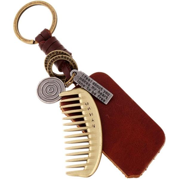 商品名FZZDP Punk Style Male Female Couple Keychains Comb Leather Charm Car Keyrings Key Chain Pendant Jewelryブランド：商品サイズ：1商品...