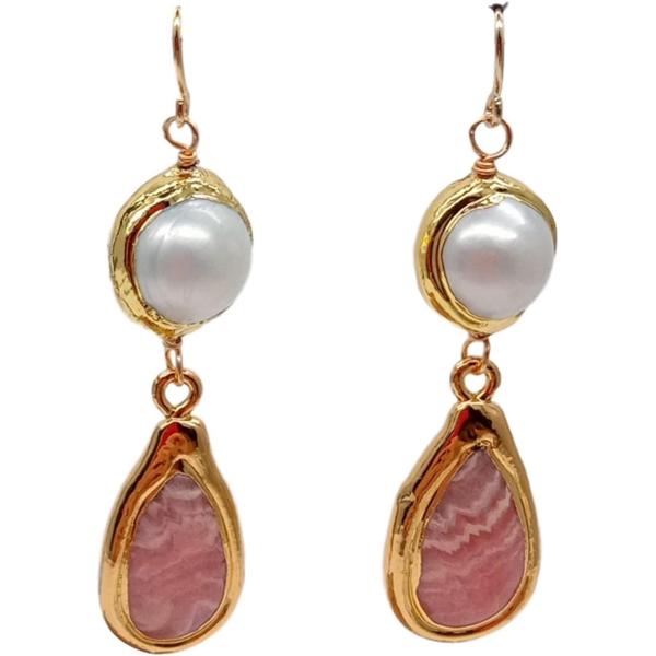 商品名EWNICE Cultured White Pearl Argentina Rhodochrosite Hook Earrings for Women Wedding Jewelryブランド：EWNICE商品サイズ：商品番号：色：素材：