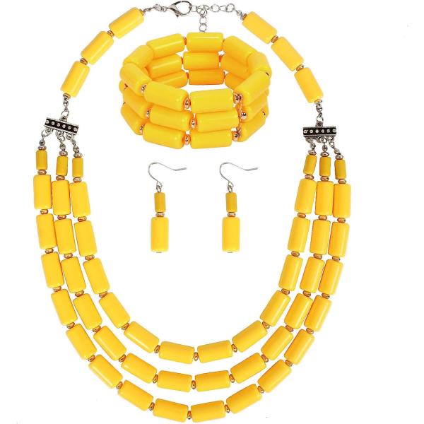 商品名Chamvino Bohemian style multilayer beaded Necklace + Earrings + Bracelet set for Women's and girls gifts（Yellow）ブランド：...