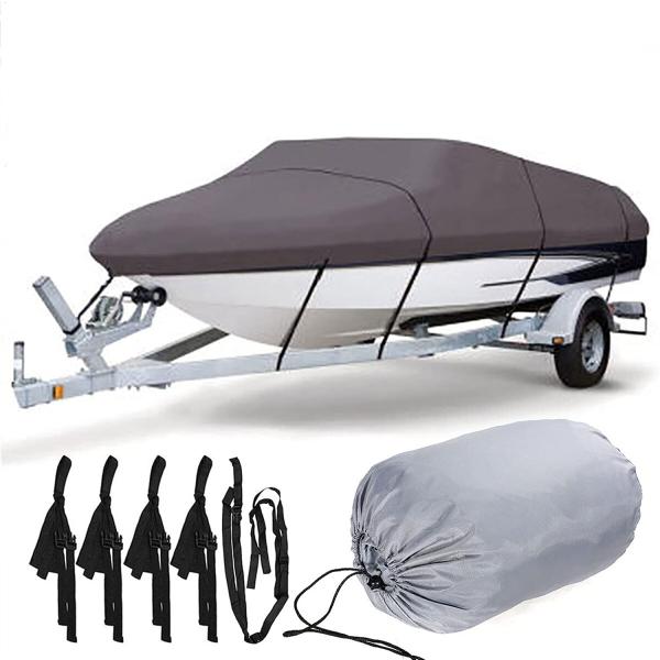 商品名CDADY Heavy Duty Gray Boat Cover 210D Waterproof Anti UV Sunshade Marine Trailerable V-Hull Boat Cover 11-13ft 14-16f...
