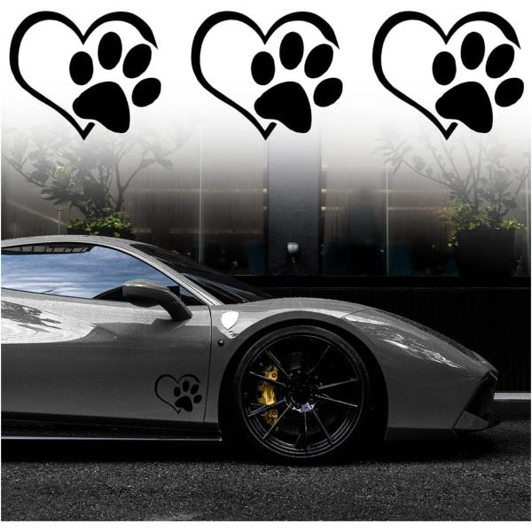 商品名BELOMI 犬の足跡 ラブ ハート ビニール カーデカール 3パック ペット 子犬 足跡 デカール 自動ウィンドウ バンパー ノートパソコン 壁 その他用 ラブデコレーションステッカー カーアクセサリー SUV トラック用 (ブラッ...