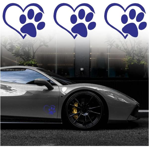 商品名BELOMI 犬の足跡 ラブ ハート ビニール カーデカール 3パック ペット 子犬 足跡 デカール 自動ウィンドウ バンパー ノートパソコン 壁 その他用 ラブデコレーションステッカー カーアクセサリー SUV トラック用 (ブルー...