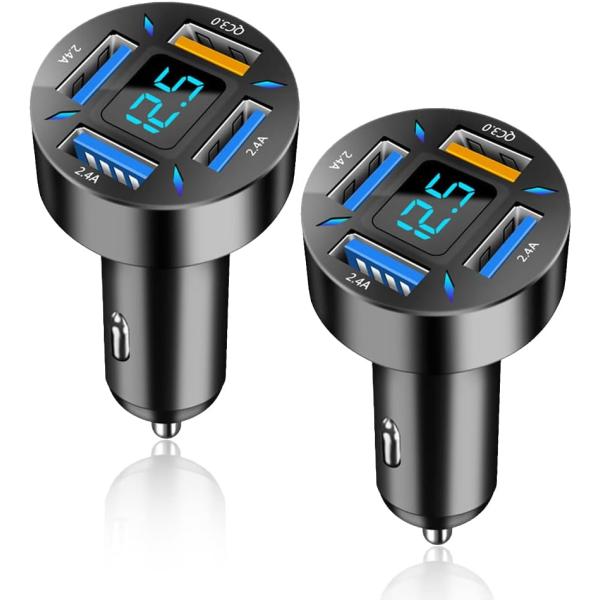 商品名2Pcs 4-in-1 Car Charger 66W Super Fast Charging with USB 2.4A&amp;QC 3.0(Voltmeter&amp;LED Lights) Universal Quick Ch...