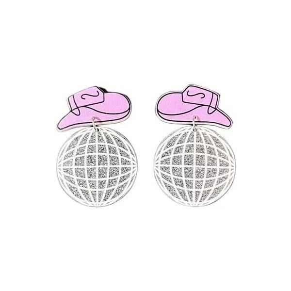 商品名Zian 70年代 80年代 社交 バー ディスコ ダンシング ダングル ドロップ ステートメント イヤリング カウガール ハット イヤリング キュート ウエスタン カントリー ミュージック フェスティバル ドロップ ダングル イヤリ...