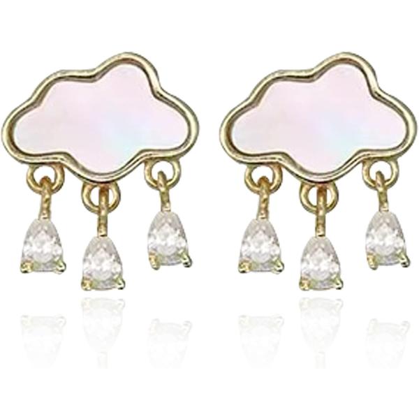 商品名CWVHQ クラウド レインドロップ アロイ ダングル イヤリング キュート ウォータードロップ ラインストーン 透明 樹脂 イヤリング レディース ガールズ, 金属, NP。CWVHQ Cloud Raindrop Alloy Da...