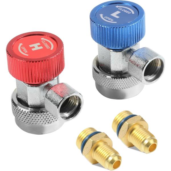 商品名YAKEFLY (ヤケフライ) AC R134A アダプター継手 R134a コネクター 1/4インチ クイックコネクター マニホールドゲージセット 調節可能なクイックカプラアダプターフィッティングキット R134a カーACシステム...